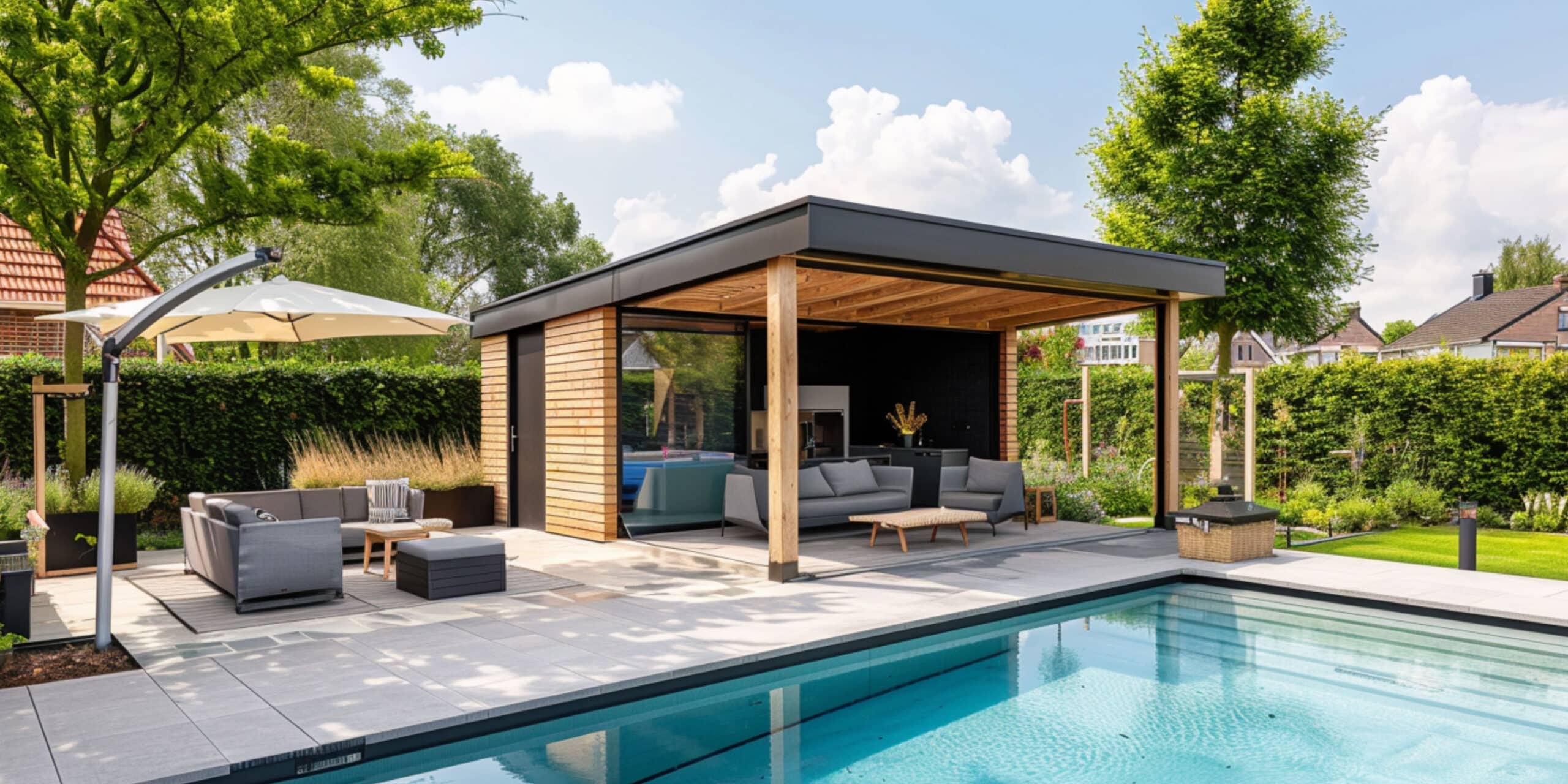 Houten poolhouse: opties & prijzen [+ 4 Voorbeelden]